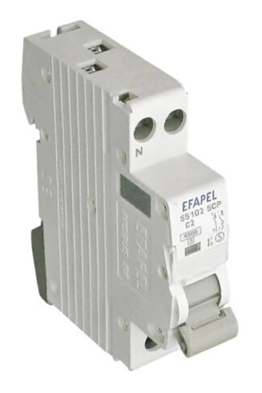 Disjuntor 1P+N 4,5KA C 16A Efapel 551165 CP